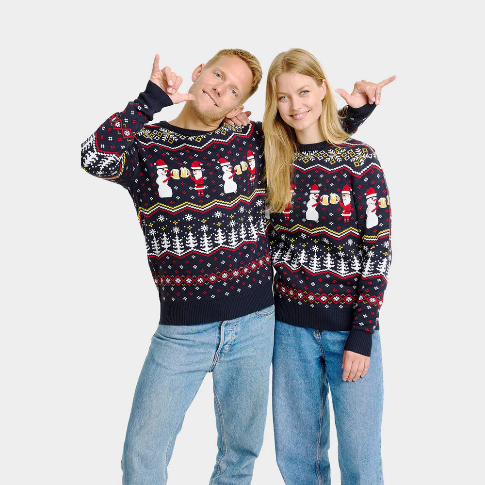 Suéter de Navidad Parejas Cheers Santa – Suéter Navideño